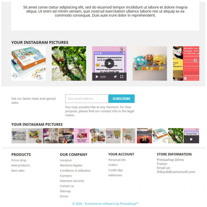 Prestashop Instagram module: feed Instagram photos & videos